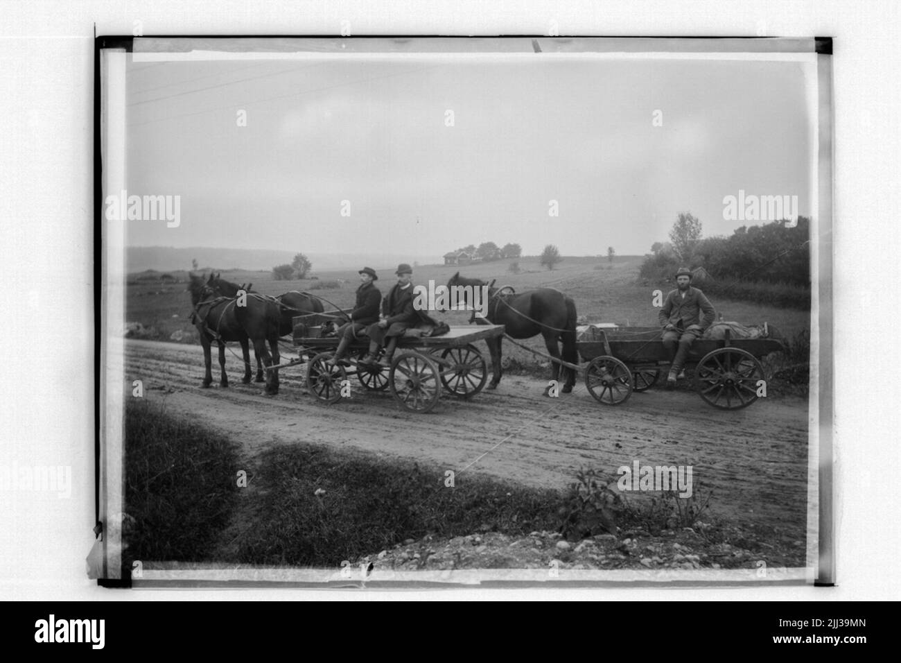 2 horse carts.åman Stock Photo - Alamy