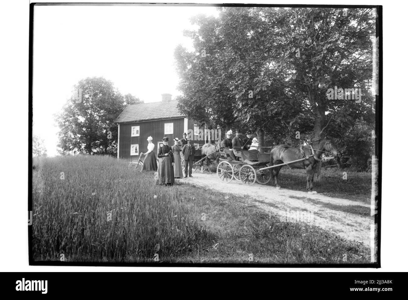 Backa, Örebro.Building and two horse cars.Andersson Stock Photo - Alamy