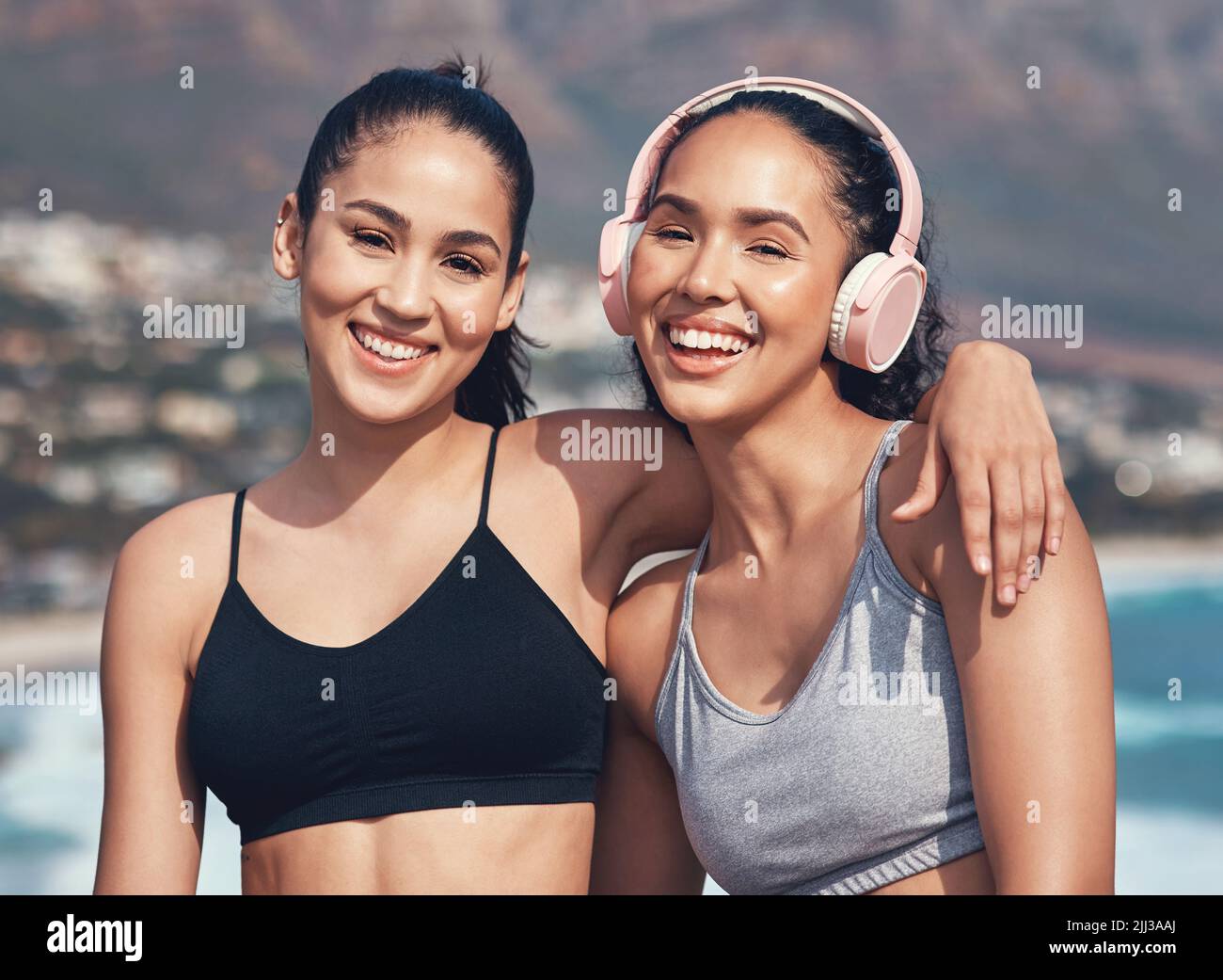 Building lasting friendships through exercise. two young friends ...