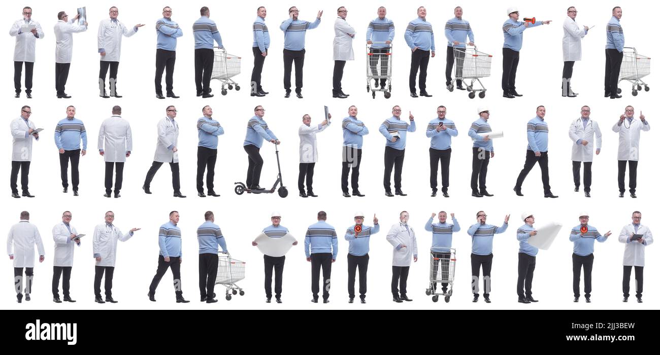collage of a man in full growth displaying many professions and ...