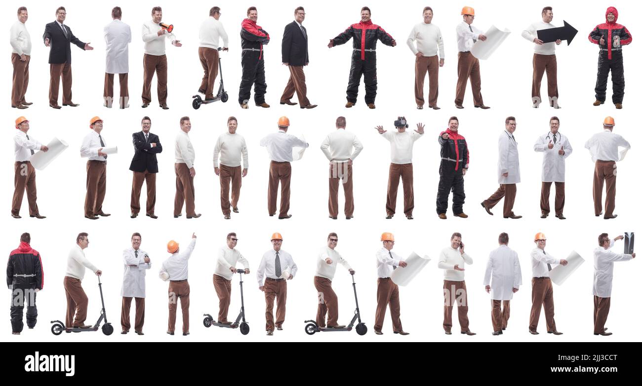 collage of a man in full growth displaying many professions and ...