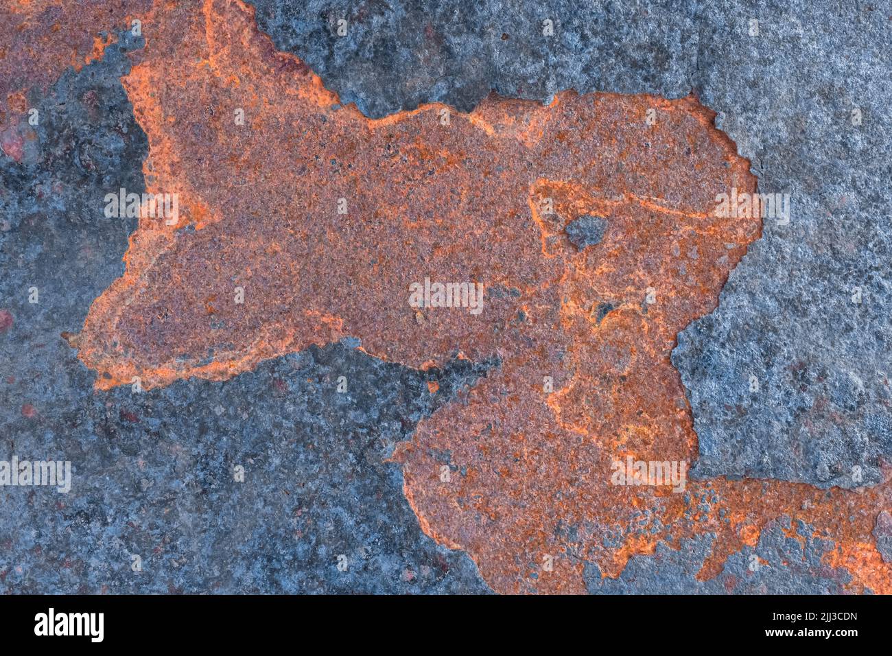 Rusty Old Metal Corrosion Stain Trace On Surface Blue Steel Texture ...