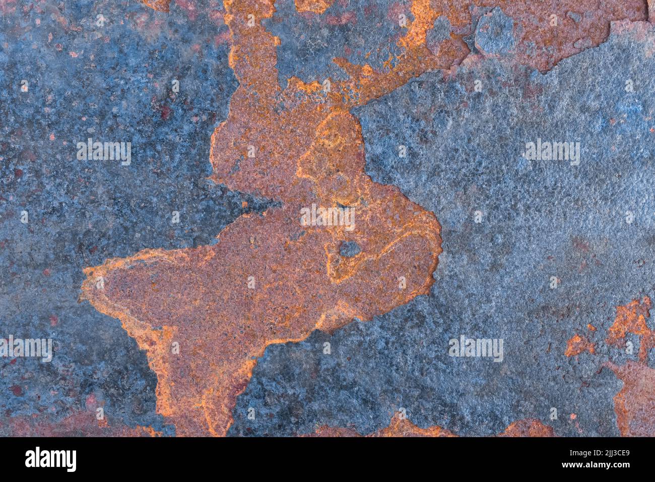 Rusty Old Metal Corrosion Stain Trace On Surface Blue Steel Texture ...