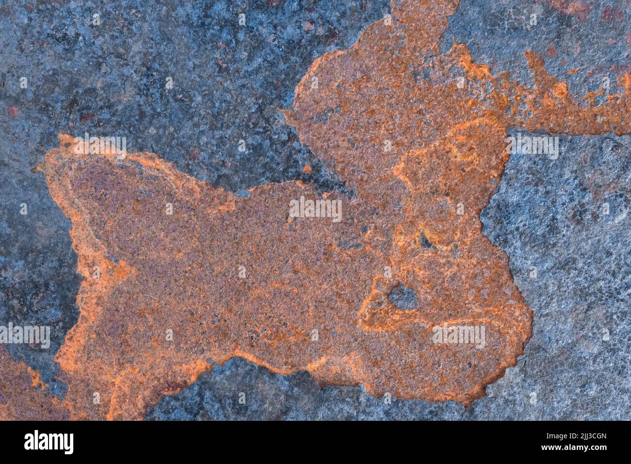 Rusty Old Metal Corrosion Stain Trace On Surface Blue Steel Texture ...