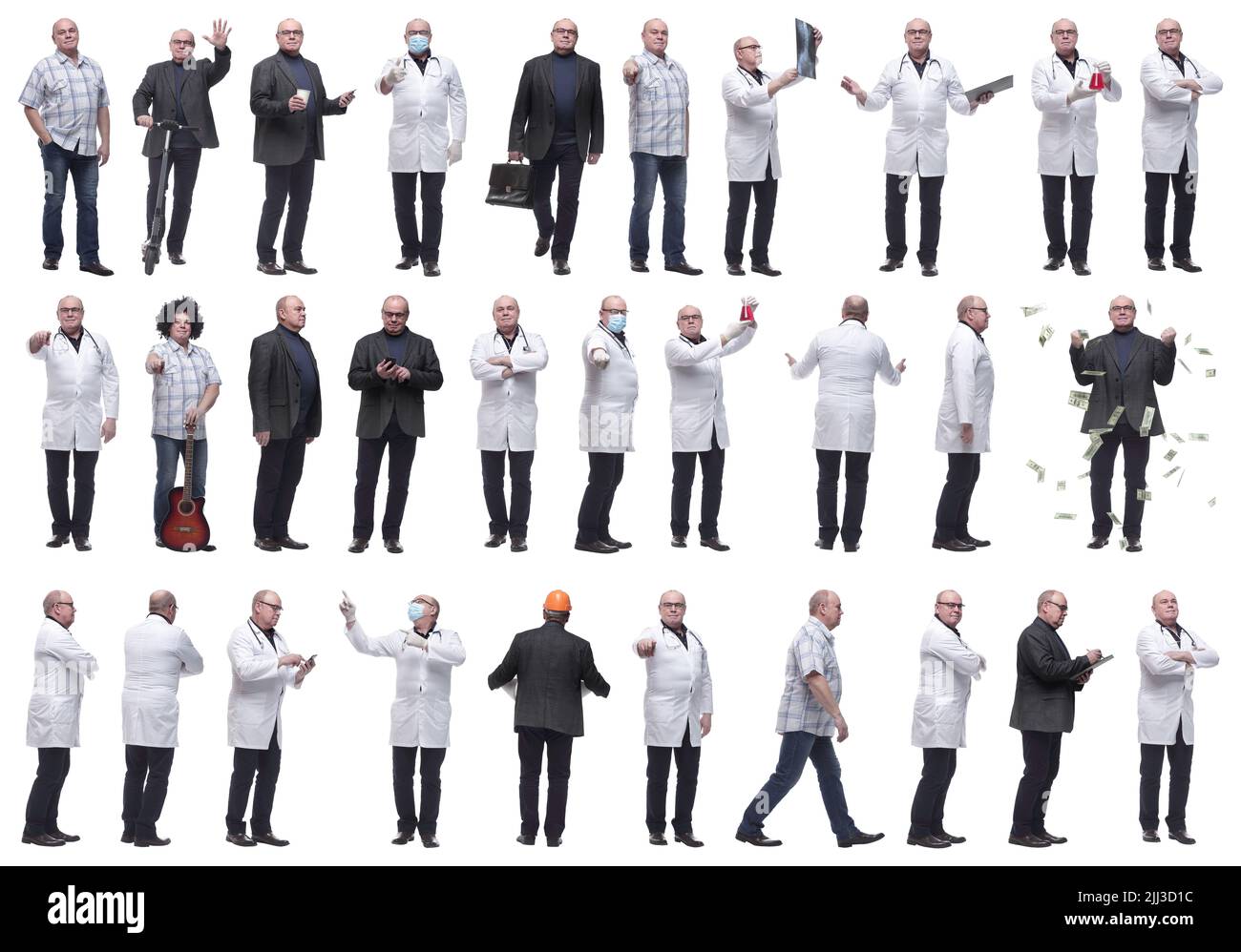 collage of a man in full growth displaying many professions and ...