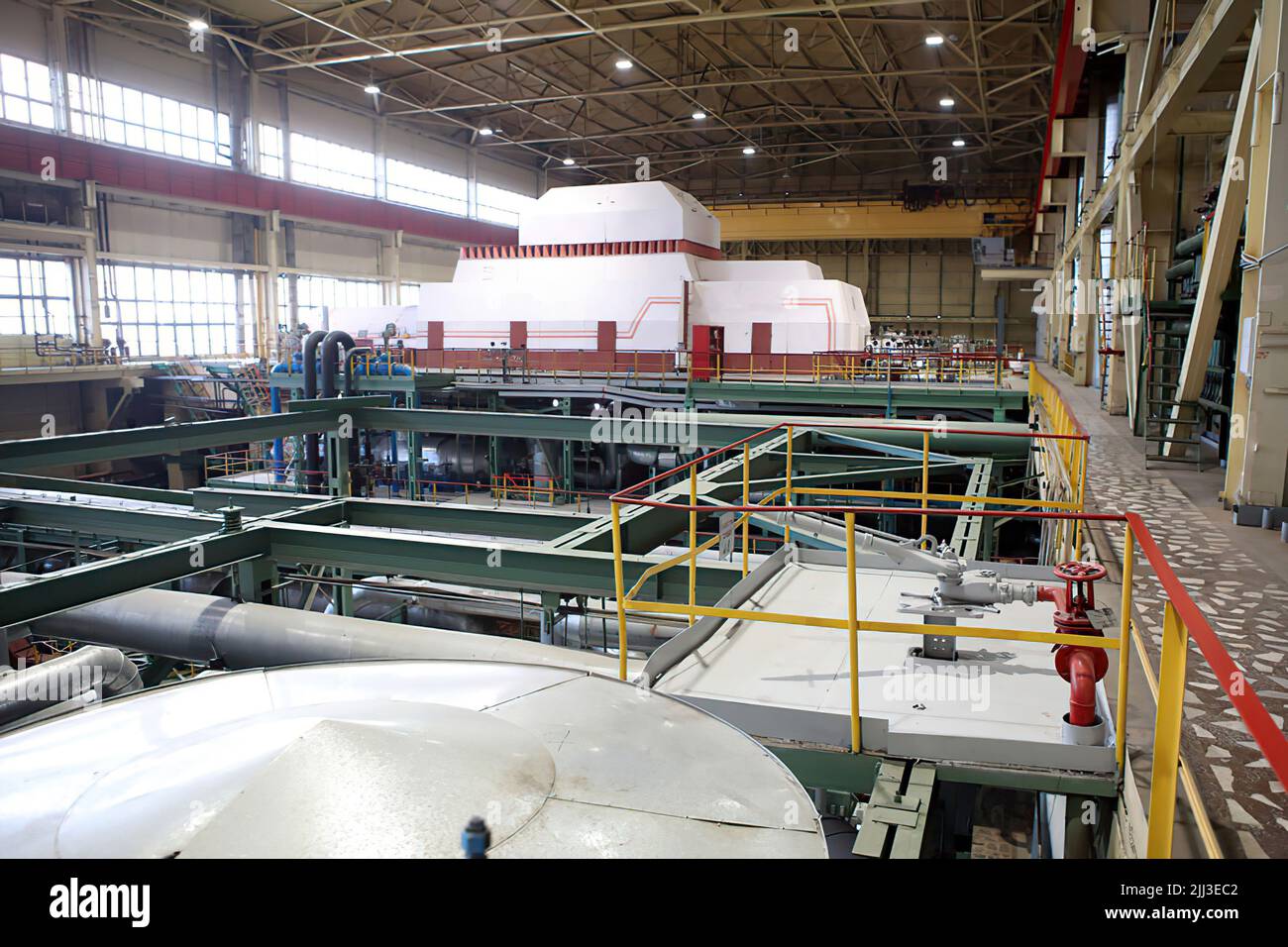 Empty factory interior. Industrial enterprise. View from the top point ...