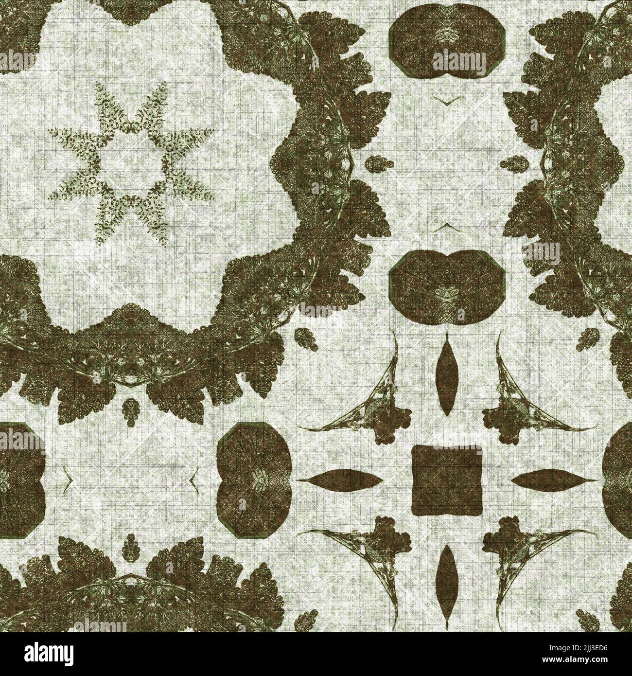 Foliage green kaleidoscope seamless texture pattern. Trendy optic fresh ...