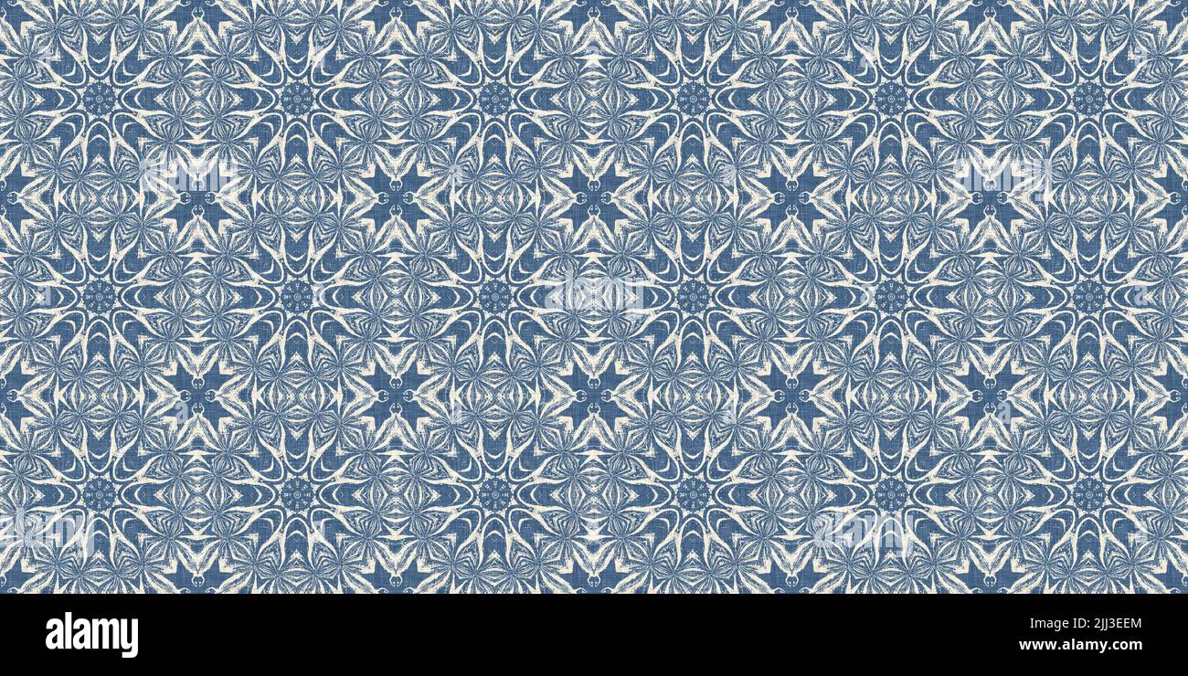 Farmhouse blue snow flake border background. Frosty damask french ...