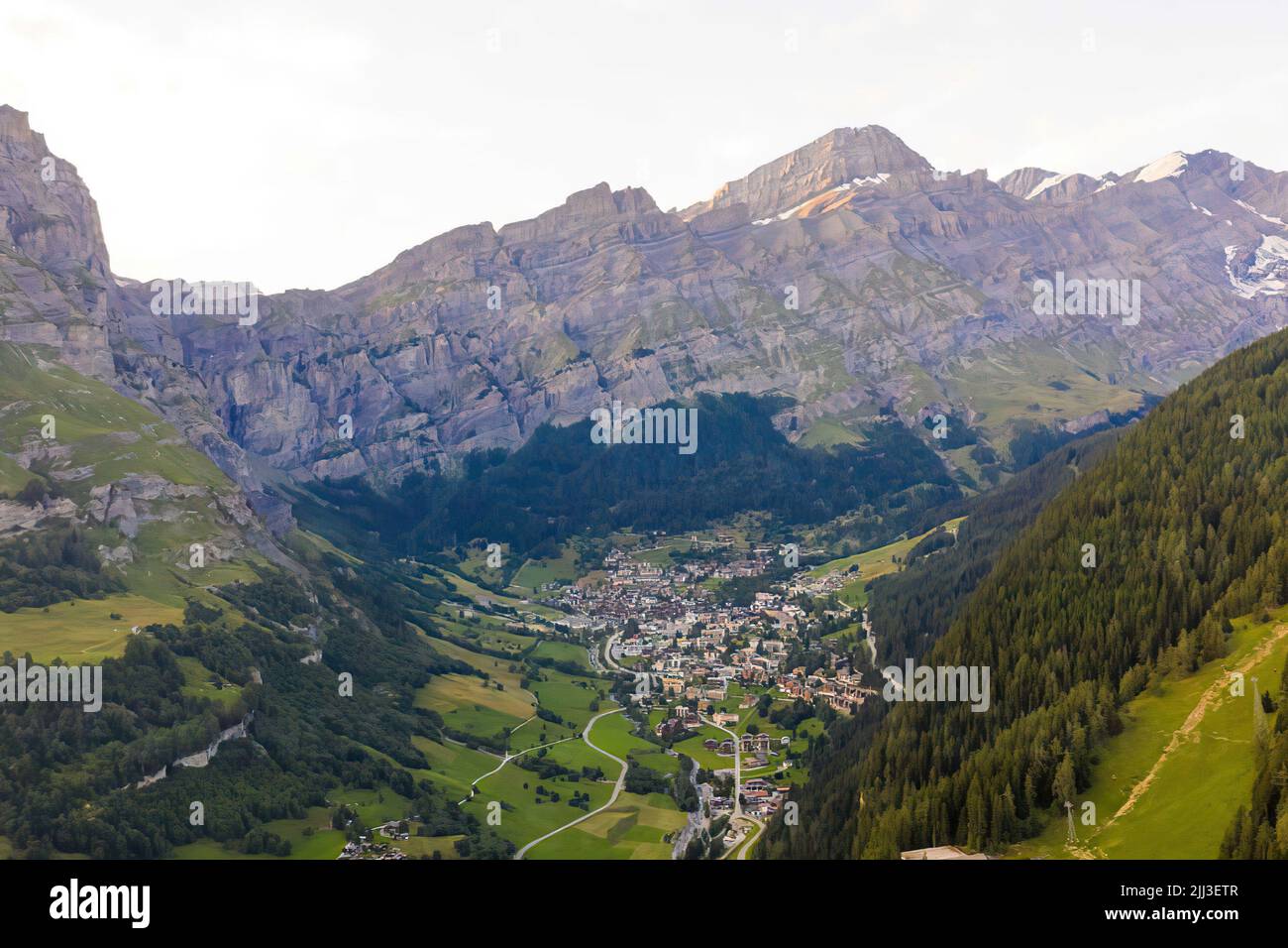 Leukerbad panoramic view of mountains hi-res stock photography and ...