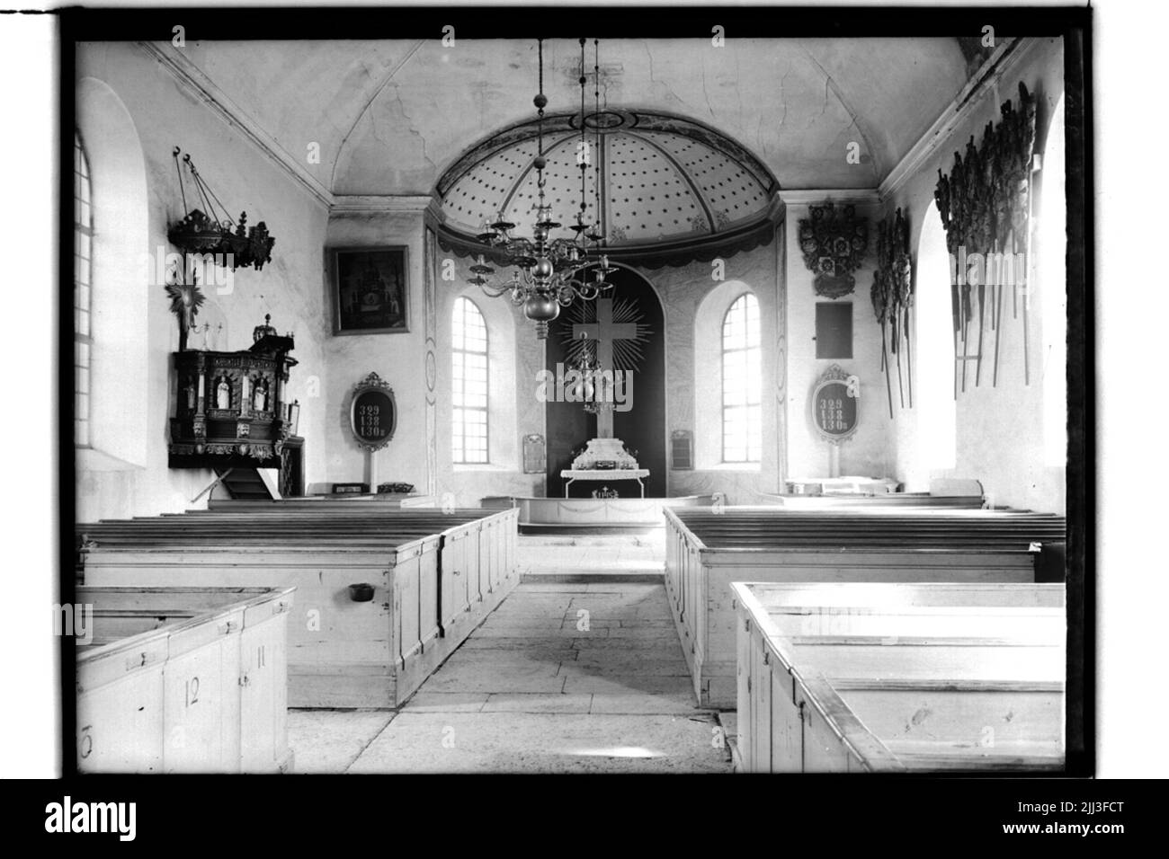 Lillkyrka church, interior of the church before restoration. LA-1110 ...