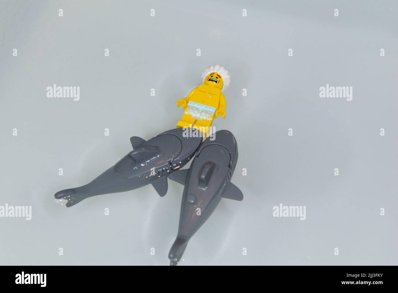 Bauru, Brazil. 7, June, 2022: Top view of Lego minifigure of man ...