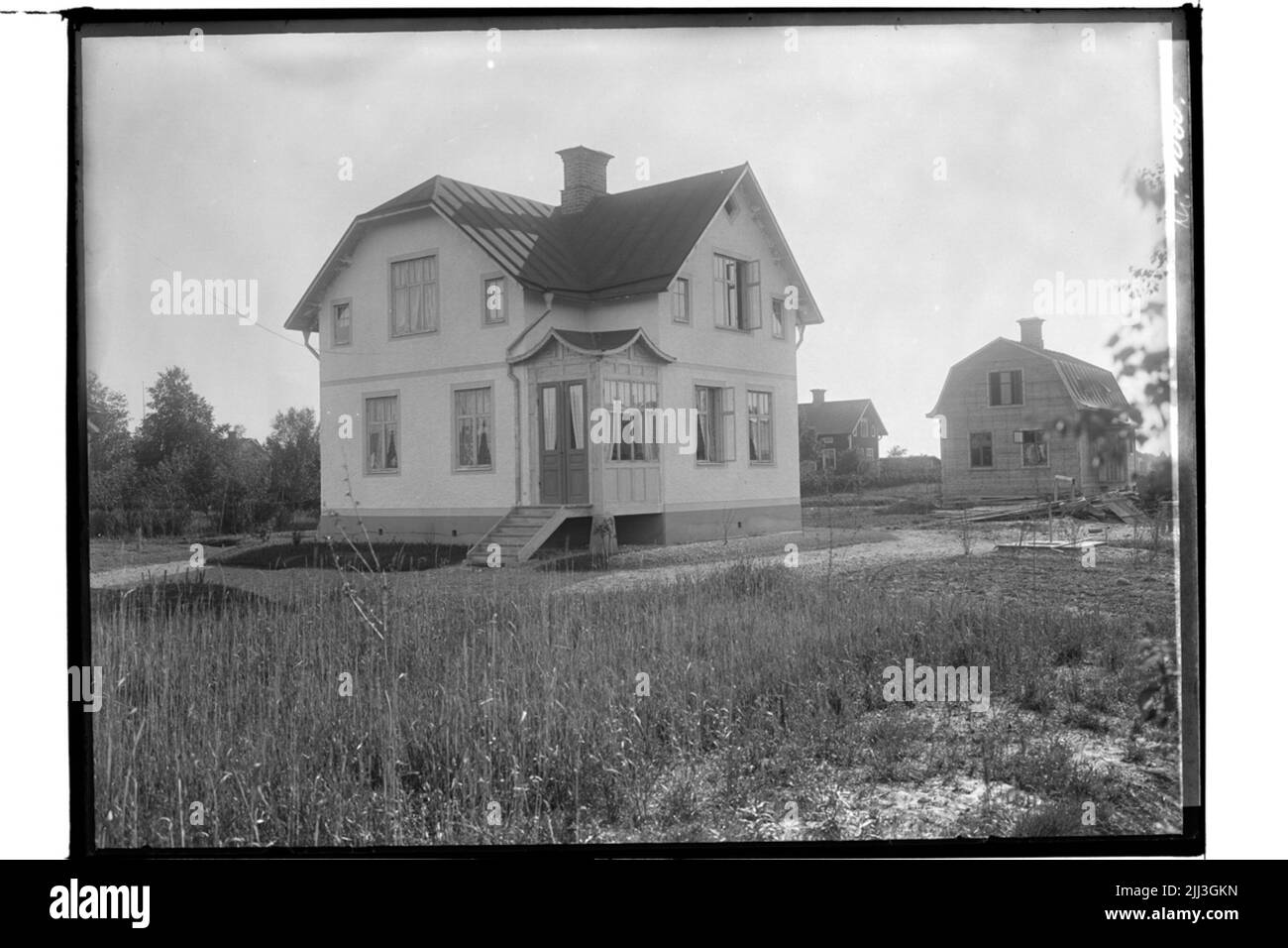 One and a half -level angle -built residential building. Architect ...