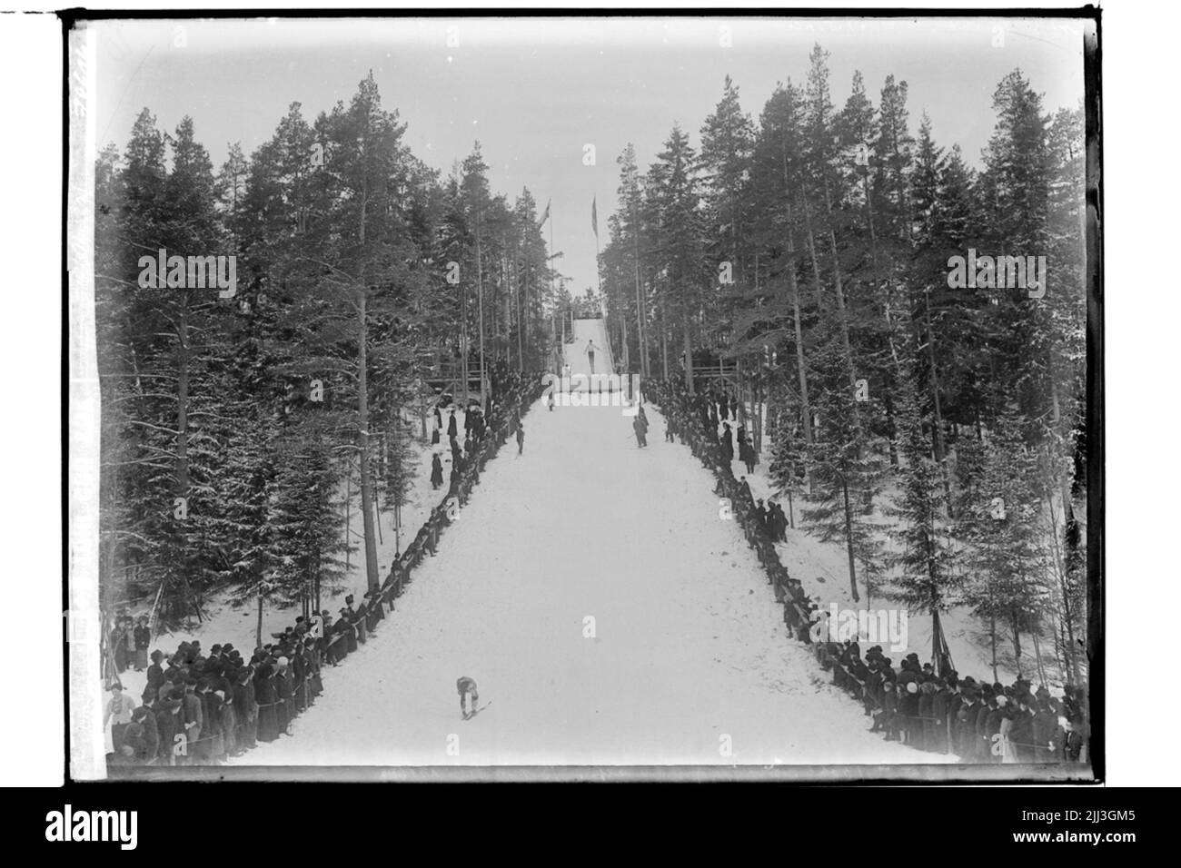 Ski slope, jumping with skis Stock Photo - Alamy