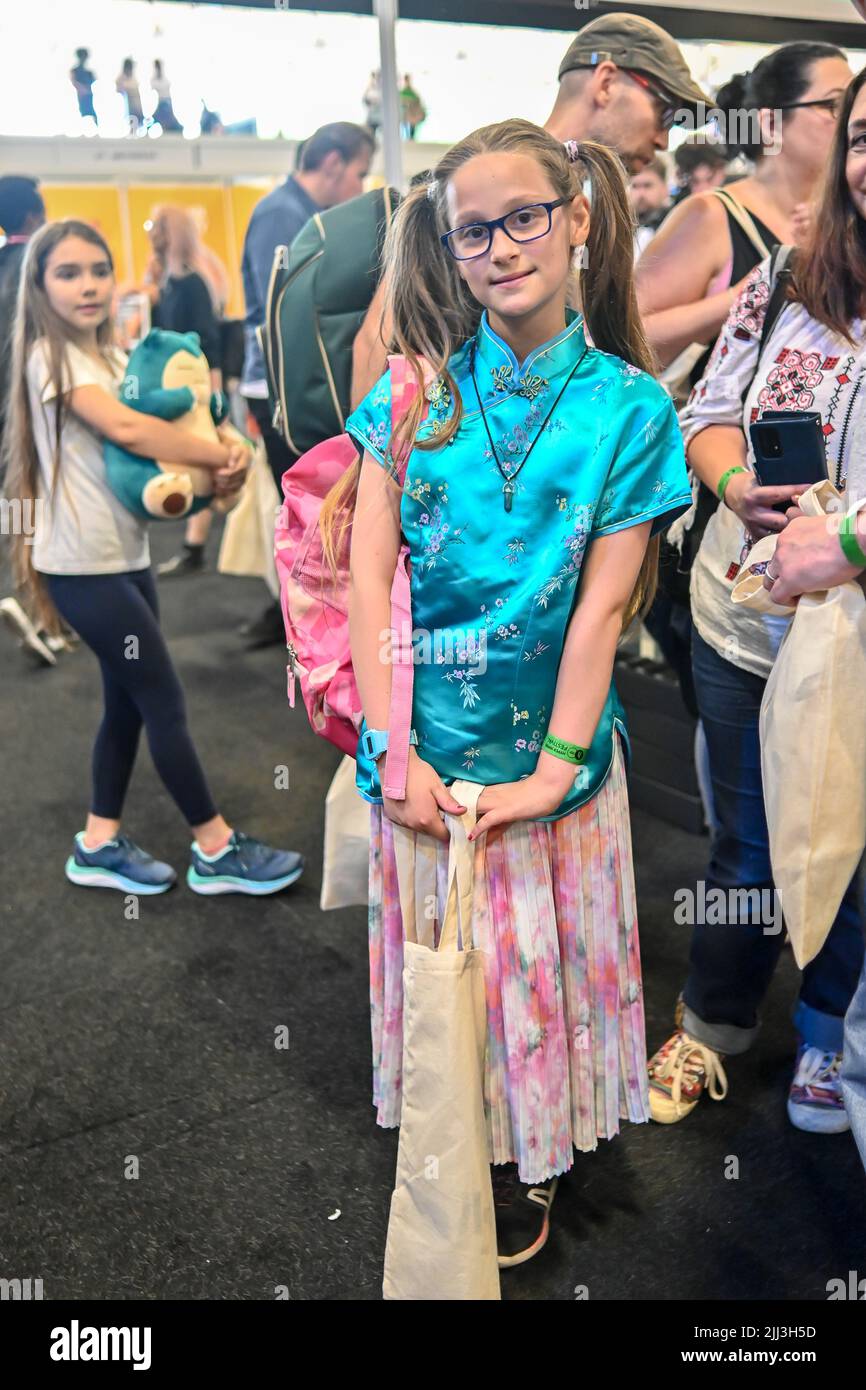London, UK. 22 July, 2022. Attendees dress up as Cosplay costume at ...