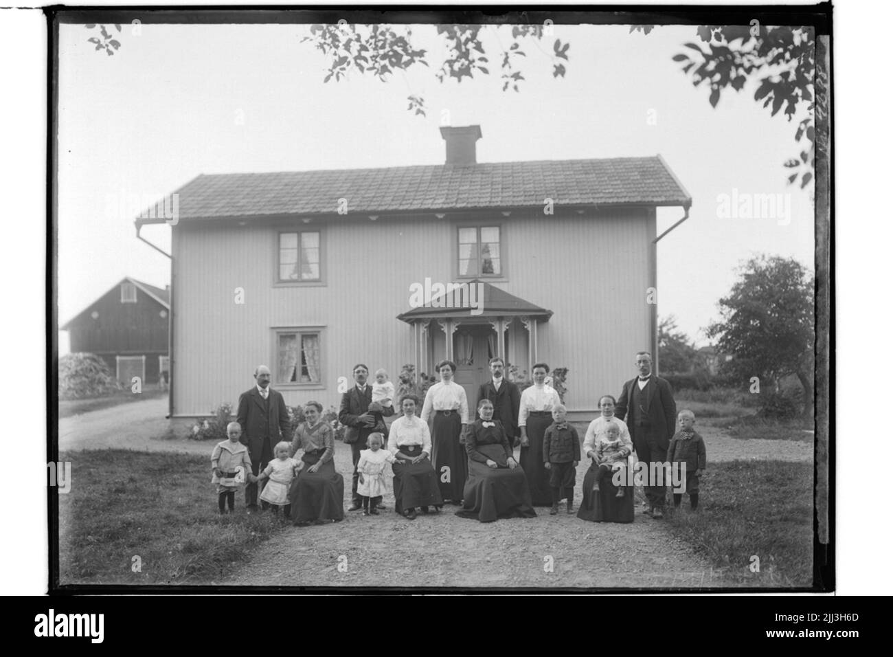 Two -storey single cottage with porch with carpentry joy. Economy ...
