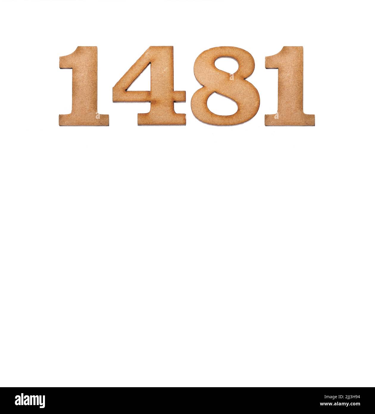 Number 1481 in wood, isolated on white background Stock Photo - Alamy