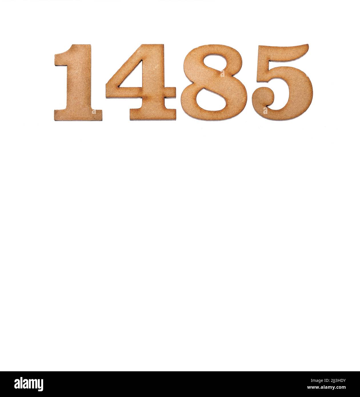 Number 1485 in wood, isolated on white background Stock Photo - Alamy