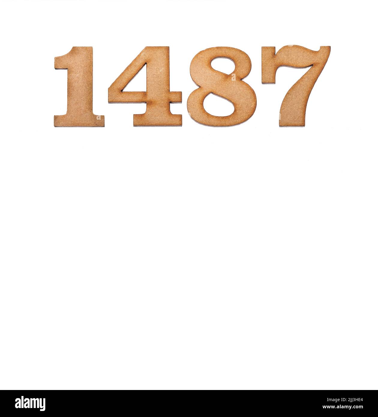 Number 1487 in wood, isolated on white background Stock Photo - Alamy