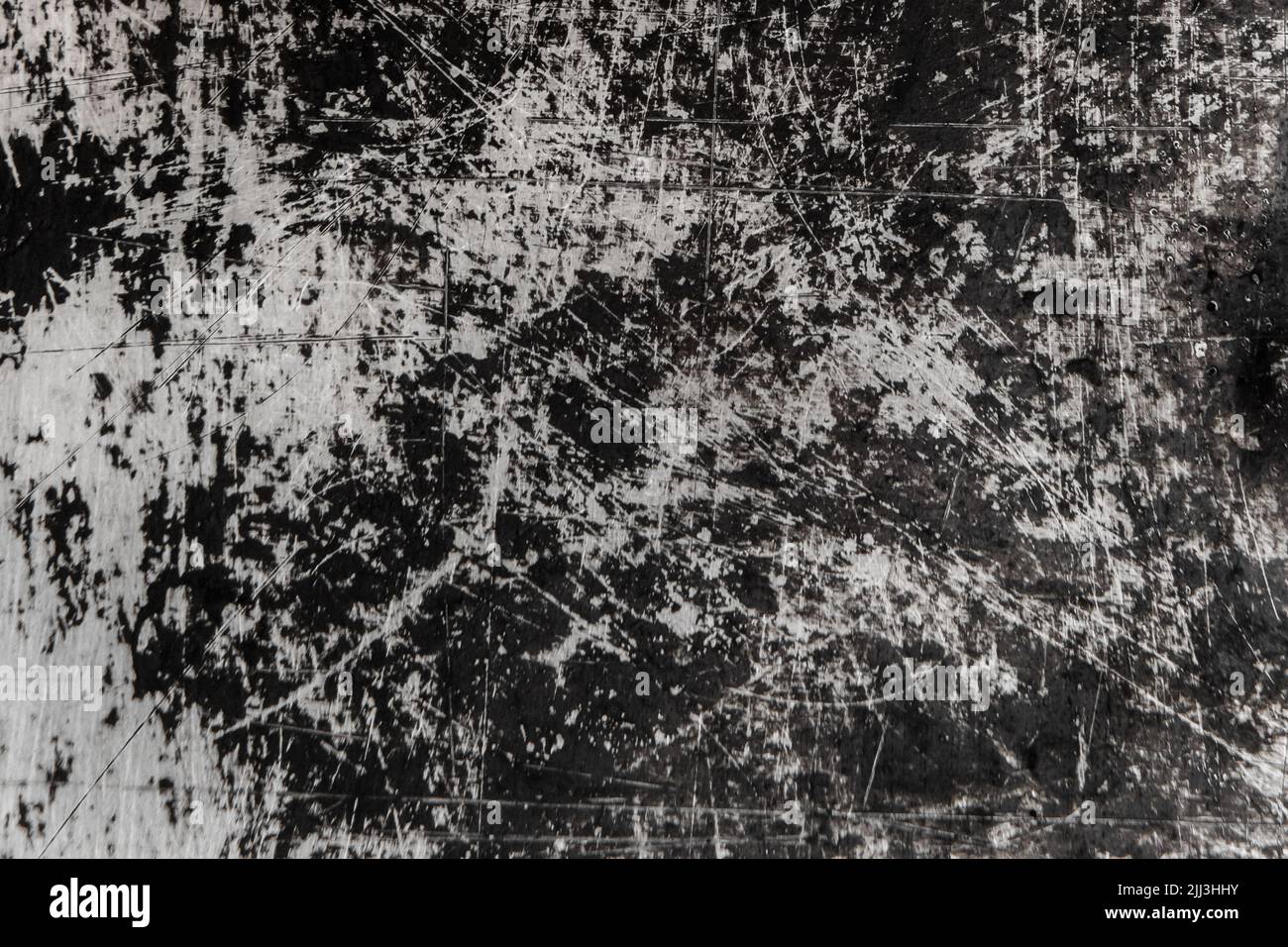Black and white old grunge scratched metal surface steel background ...
