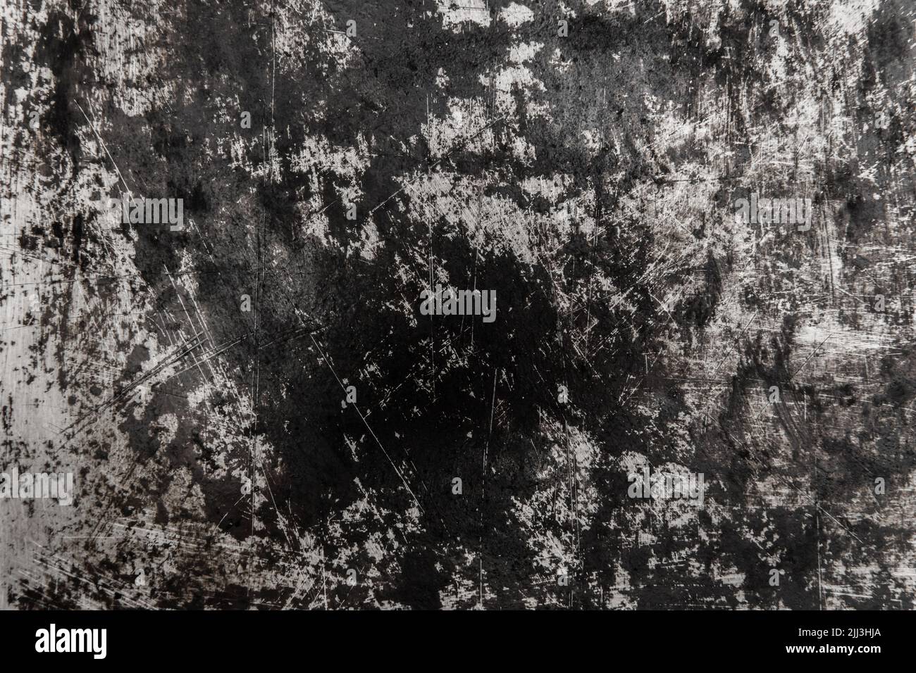 Black and white old grunge scratched metal surface steel background ...