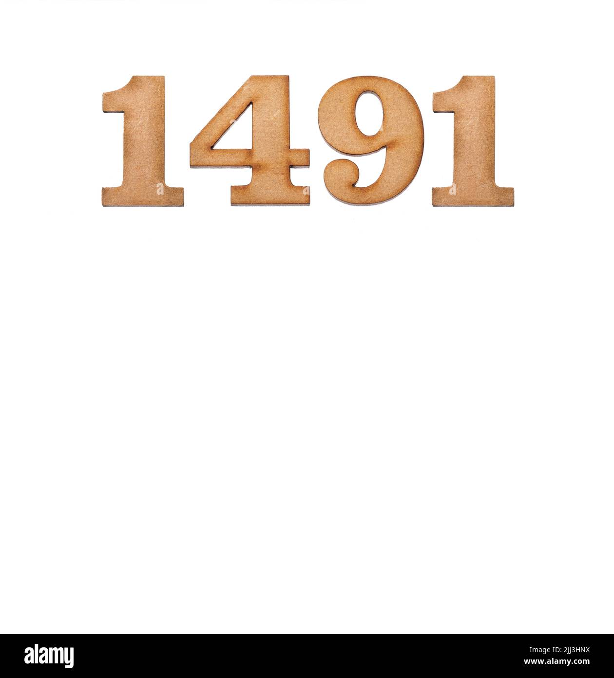 Number 1491 in wood, isolated on white background Stock Photo - Alamy