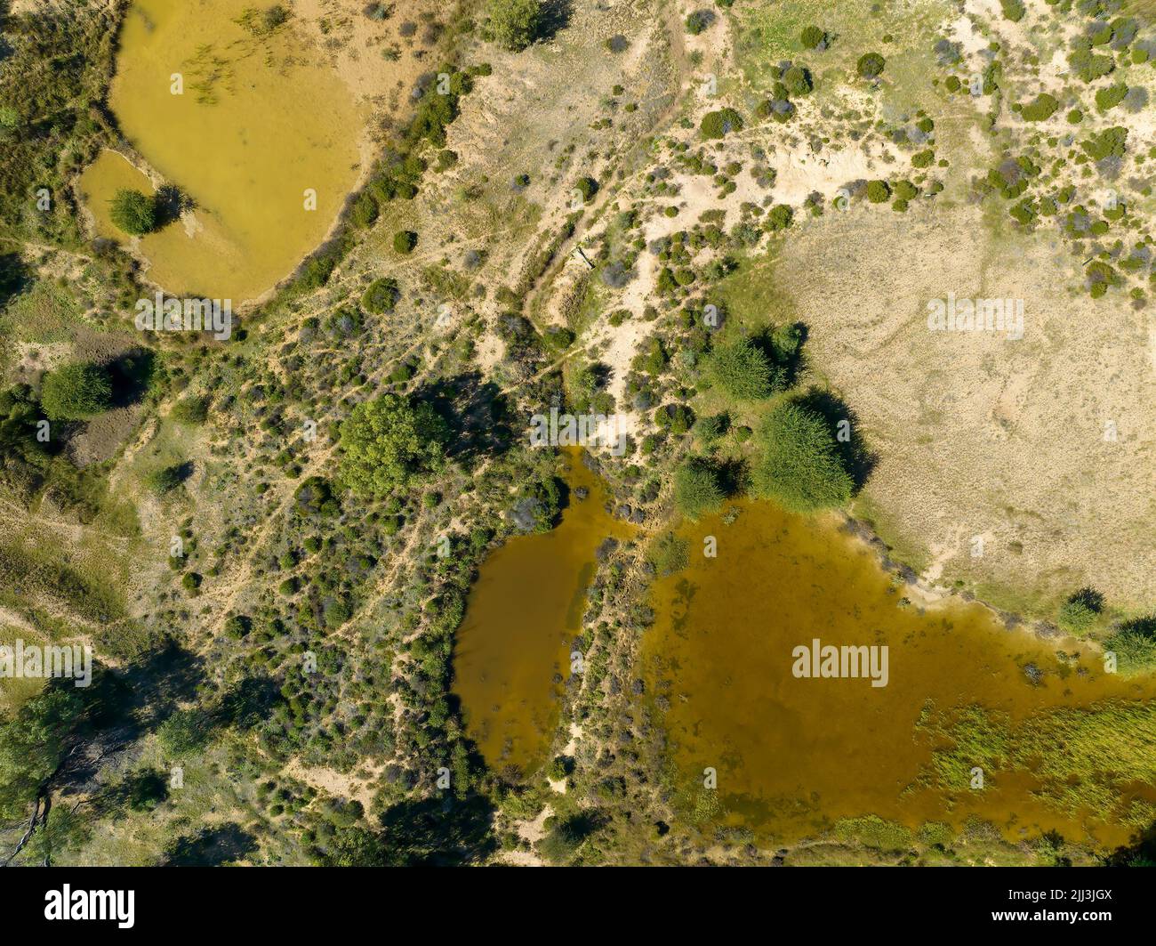 Drone aerial view of part of diggings on the Sapphire gemfields in ...