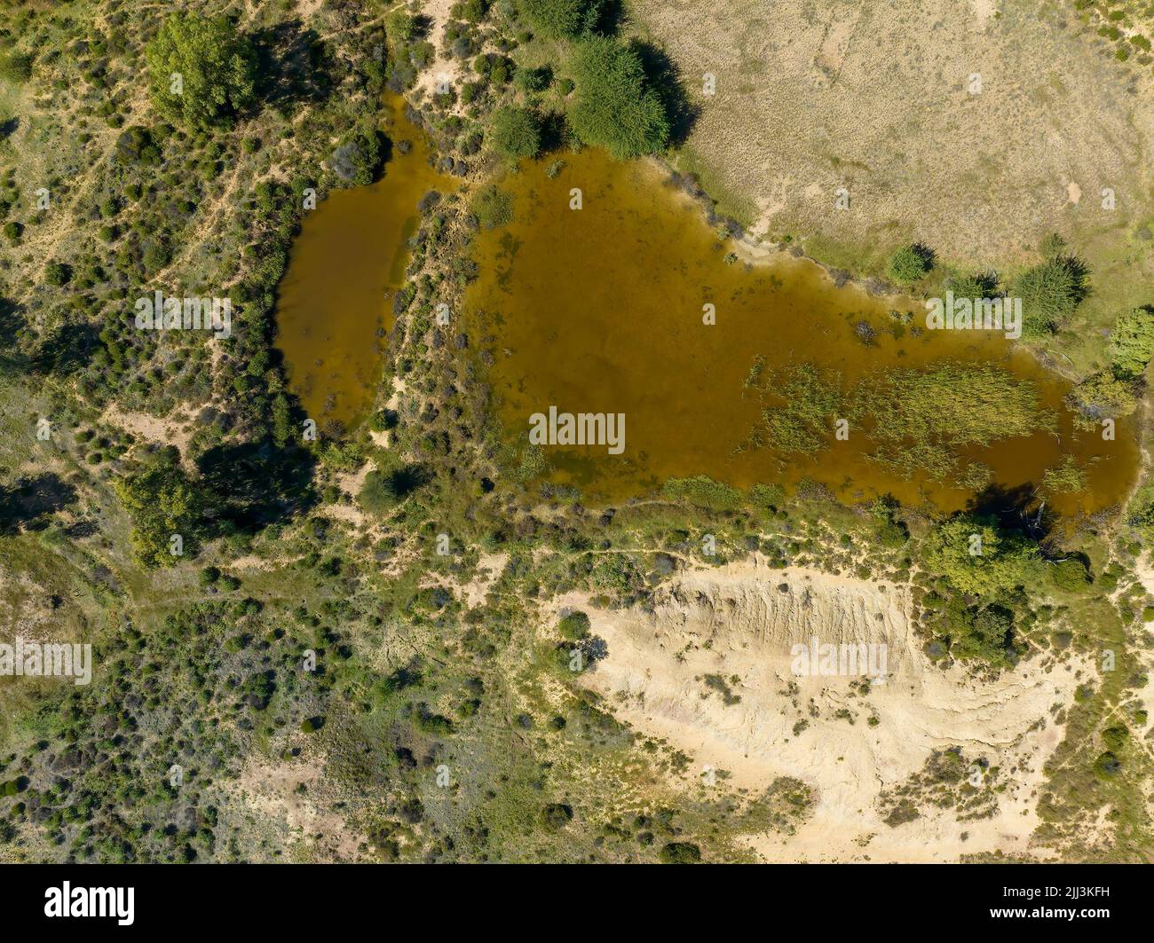 Drone aerial view of part of diggings on the Sapphire gemfields in ...