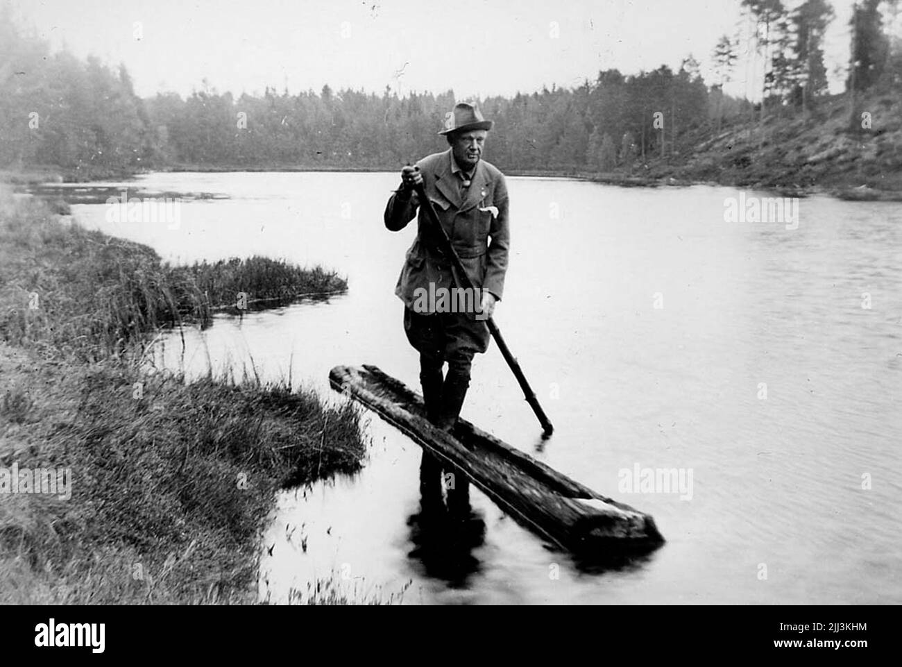 Stock canoe at Packsjön, a man.eric von Rosen Stock Photo - Alamy