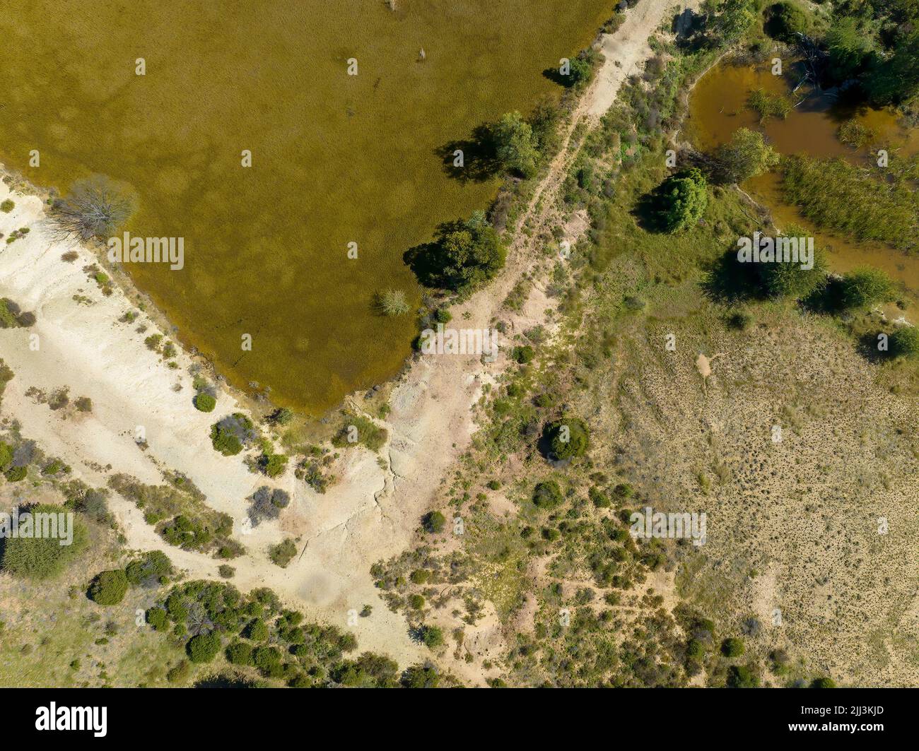Drone aerial view of part of diggings on the Sapphire gemfields in ...