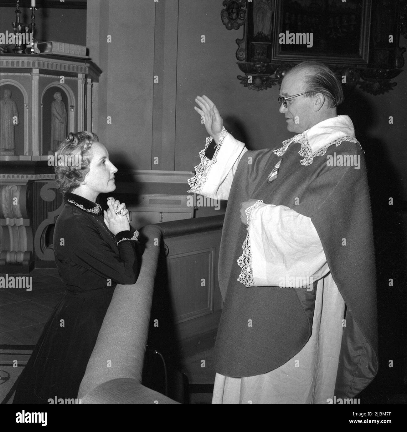 Caroline Christensen döpes i Nora.Mars 1956 Stock Photo - Alamy