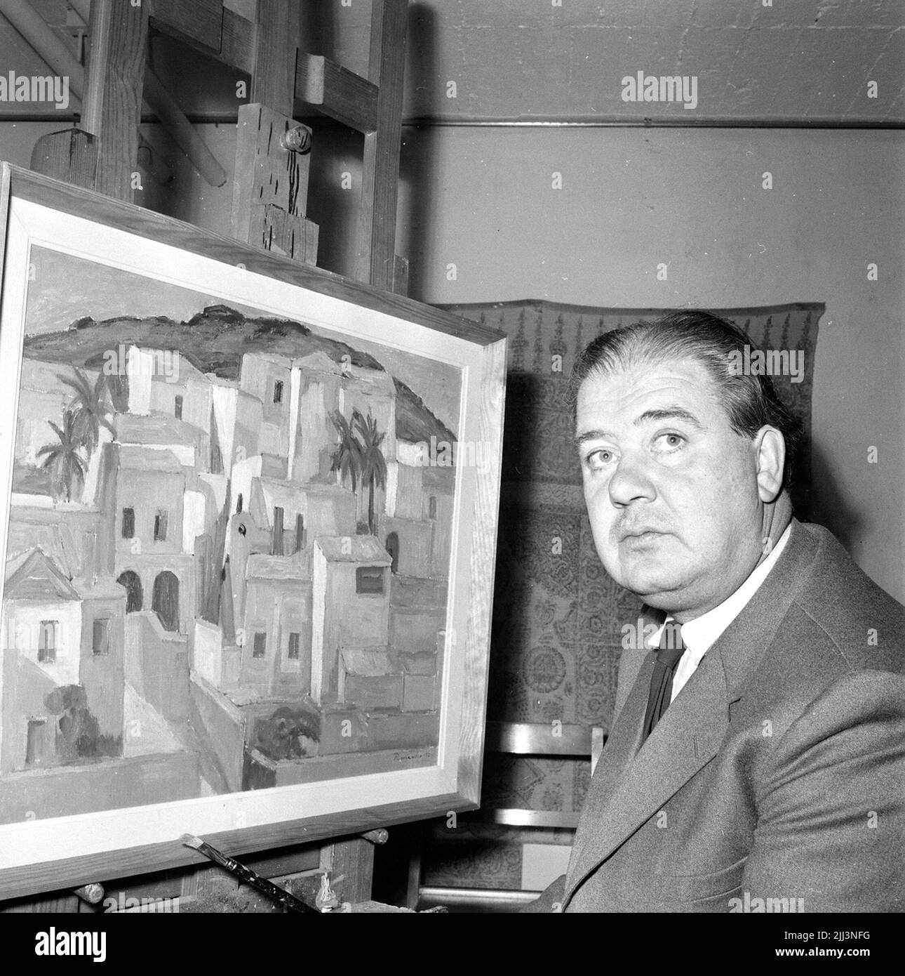 Harry Thomander, painter.24 October 1958 Stock Photo - Alamy