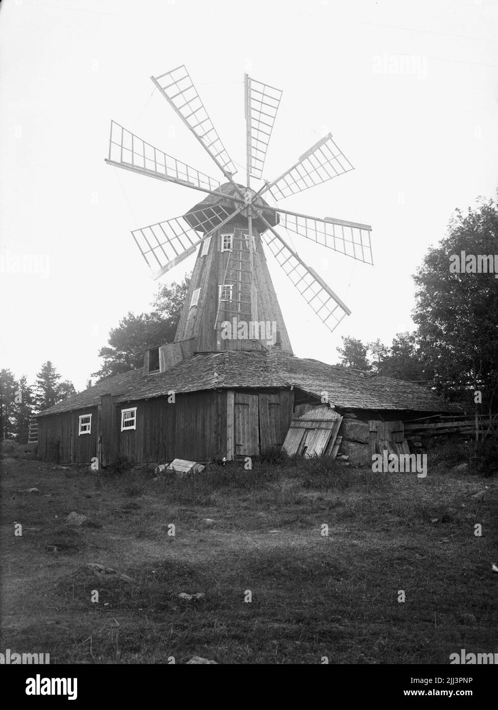 Alunda windmill, old -fashioned windmill Stock Photo - Alamy