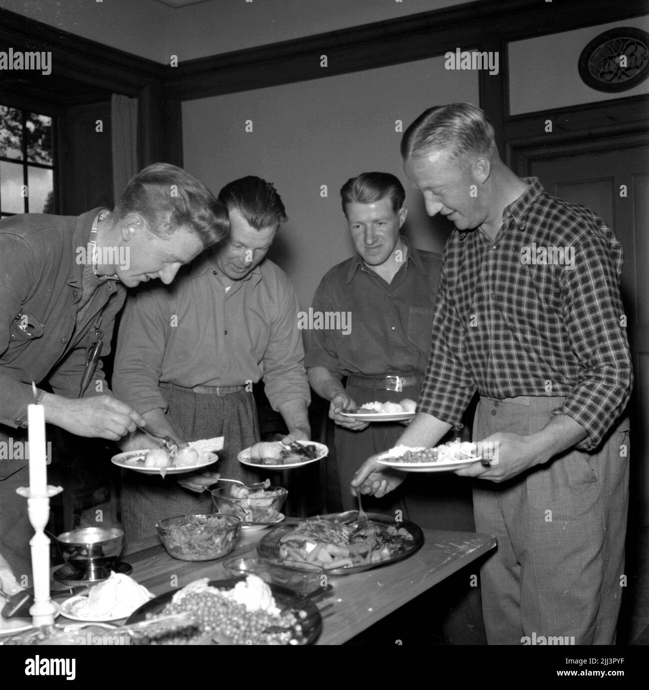 Roofing party in Laxå.22 September 1955 Stock Photo - Alamy
