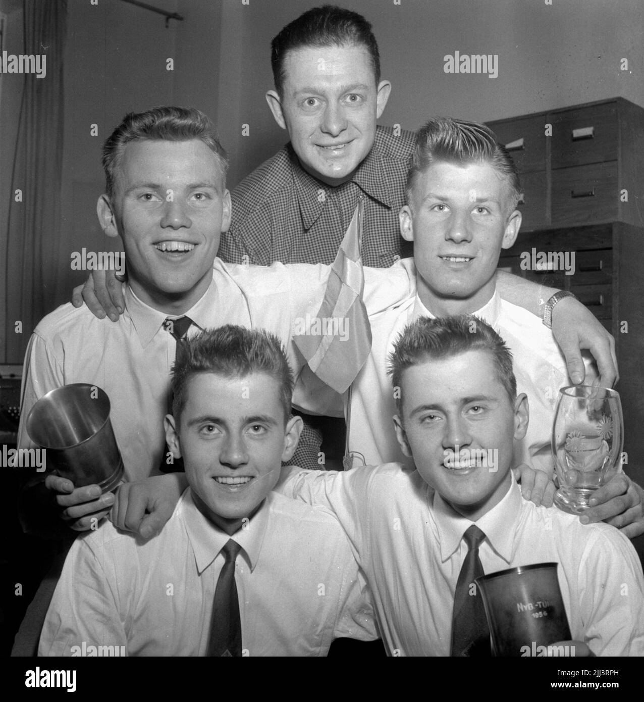 Boxing twins.April 1956 Stock Photo - Alamy