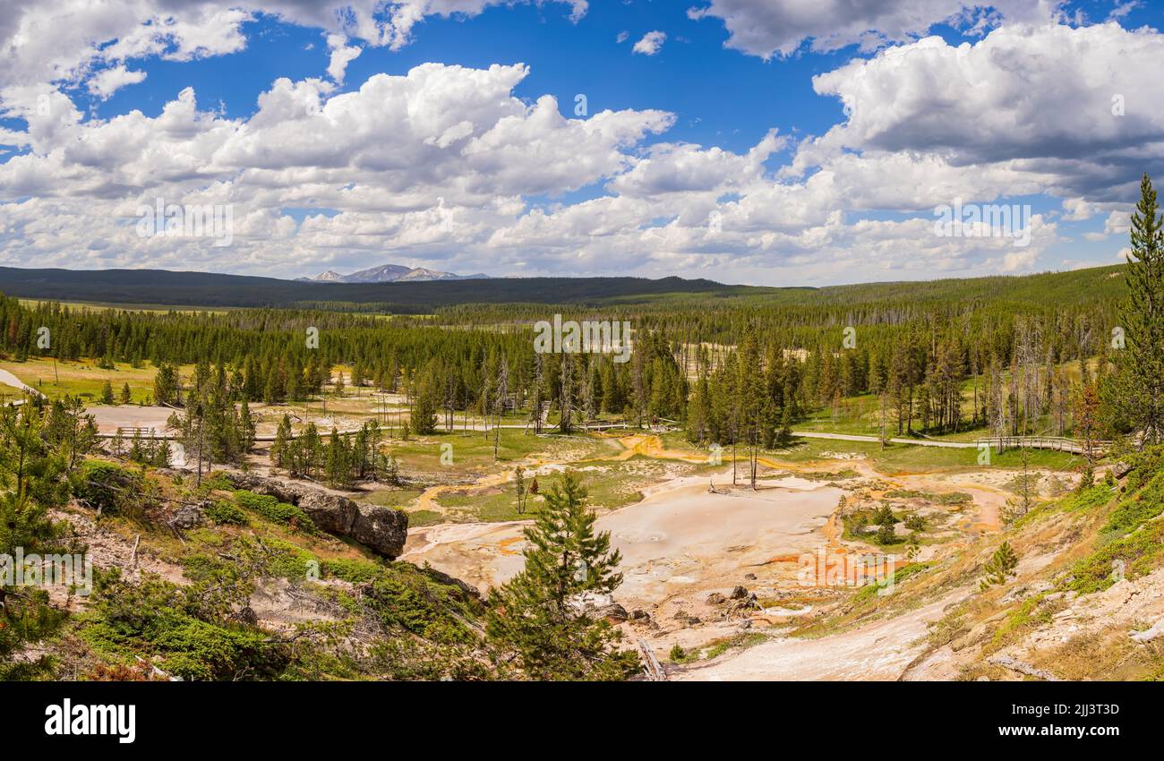Sunny view of the landscape around Artists Paintpots in Yellowstone ...
