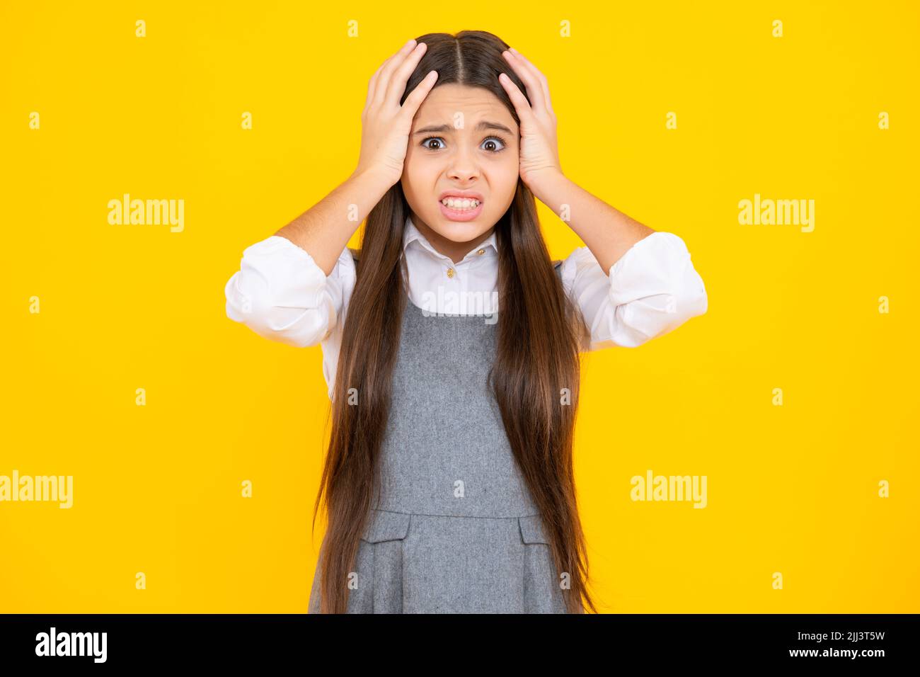 Angry face, upset emotions of teenager girl. Angry portrait young girl ...