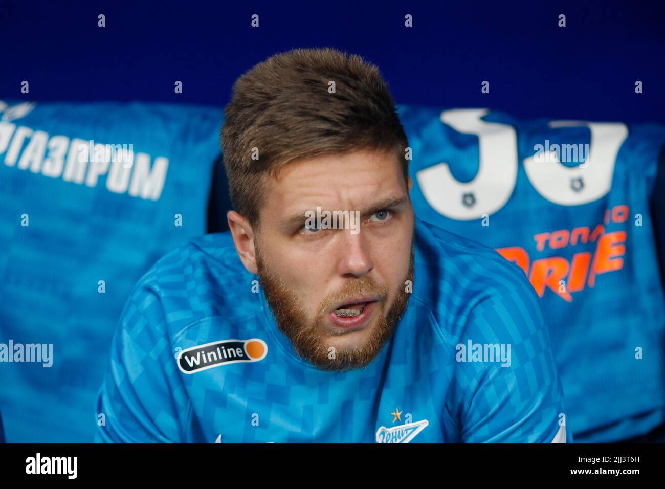 St. Petersburg, Russia. 22nd July, 2022. Ivan Sergeev (No.33) of Zenit seen in action during the ...