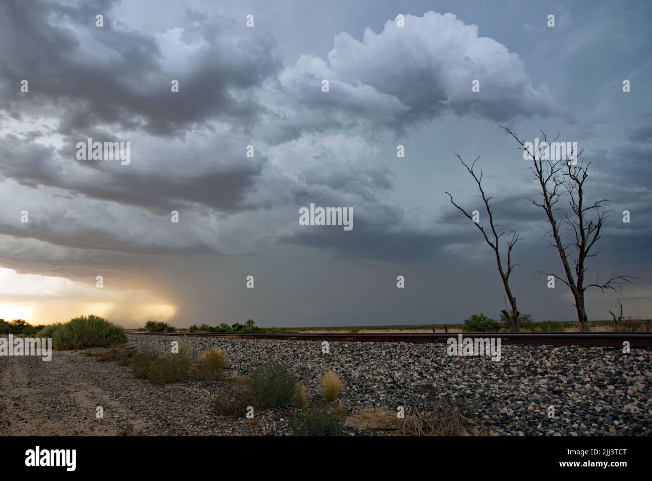 Storm over railroad tracks Stock Photo - Alamy