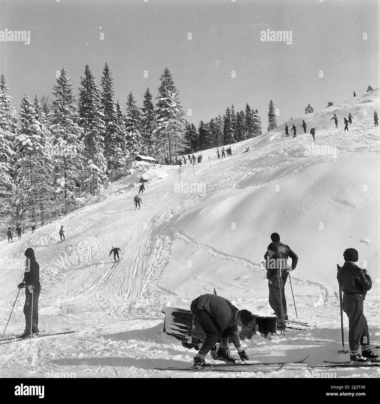Ski lift in Ånnaboda.19 February 1958 Stock Photo - Alamy