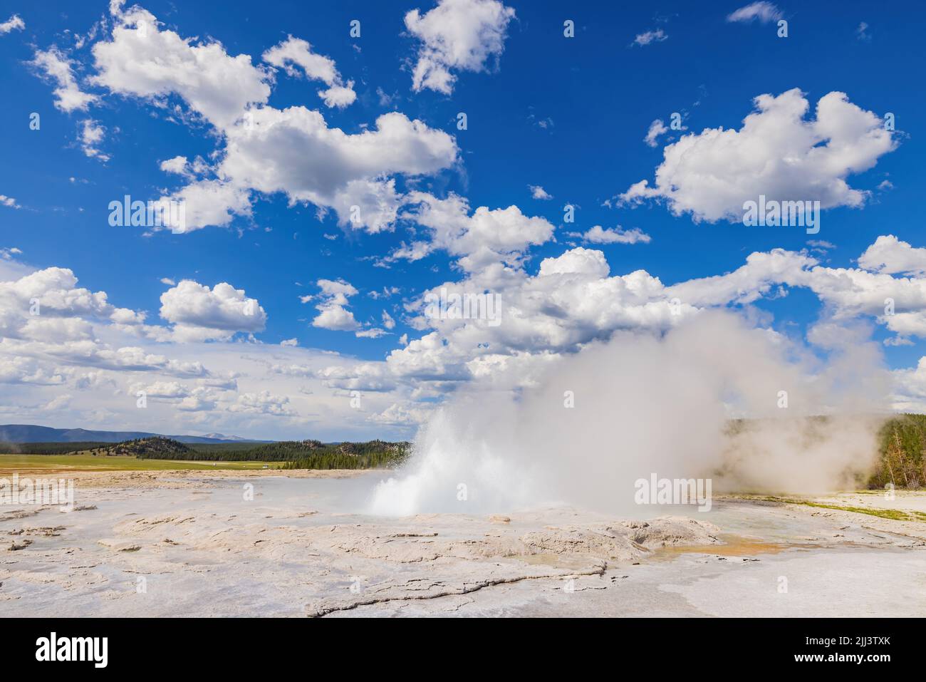 Sunny view of the landscape of Fountain Geyser of Fountain Paint Pots ...