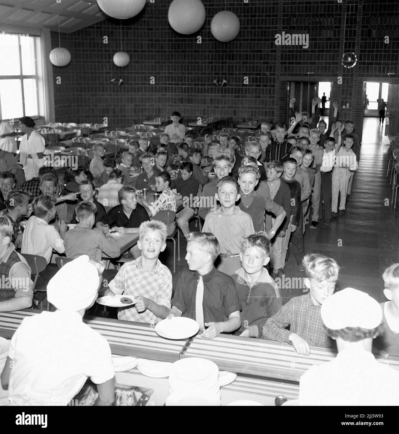 Lunch table school Black and White Stock Photos & Images - Alamy