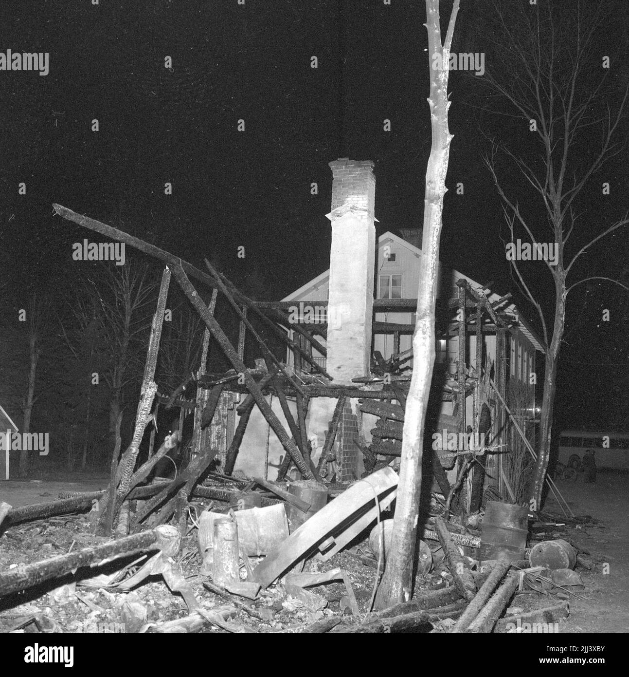 Fire in the pit.6 December 1958 Stock Photo - Alamy