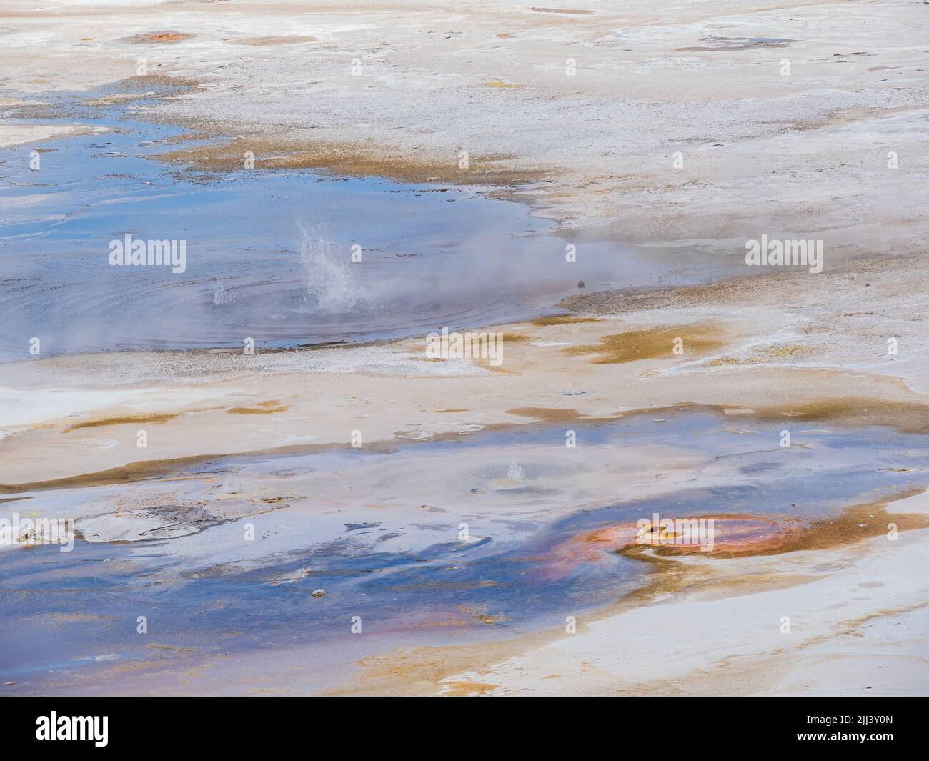 Sunny view of the landscape around Norris Geyser Basin in Yellowstone ...