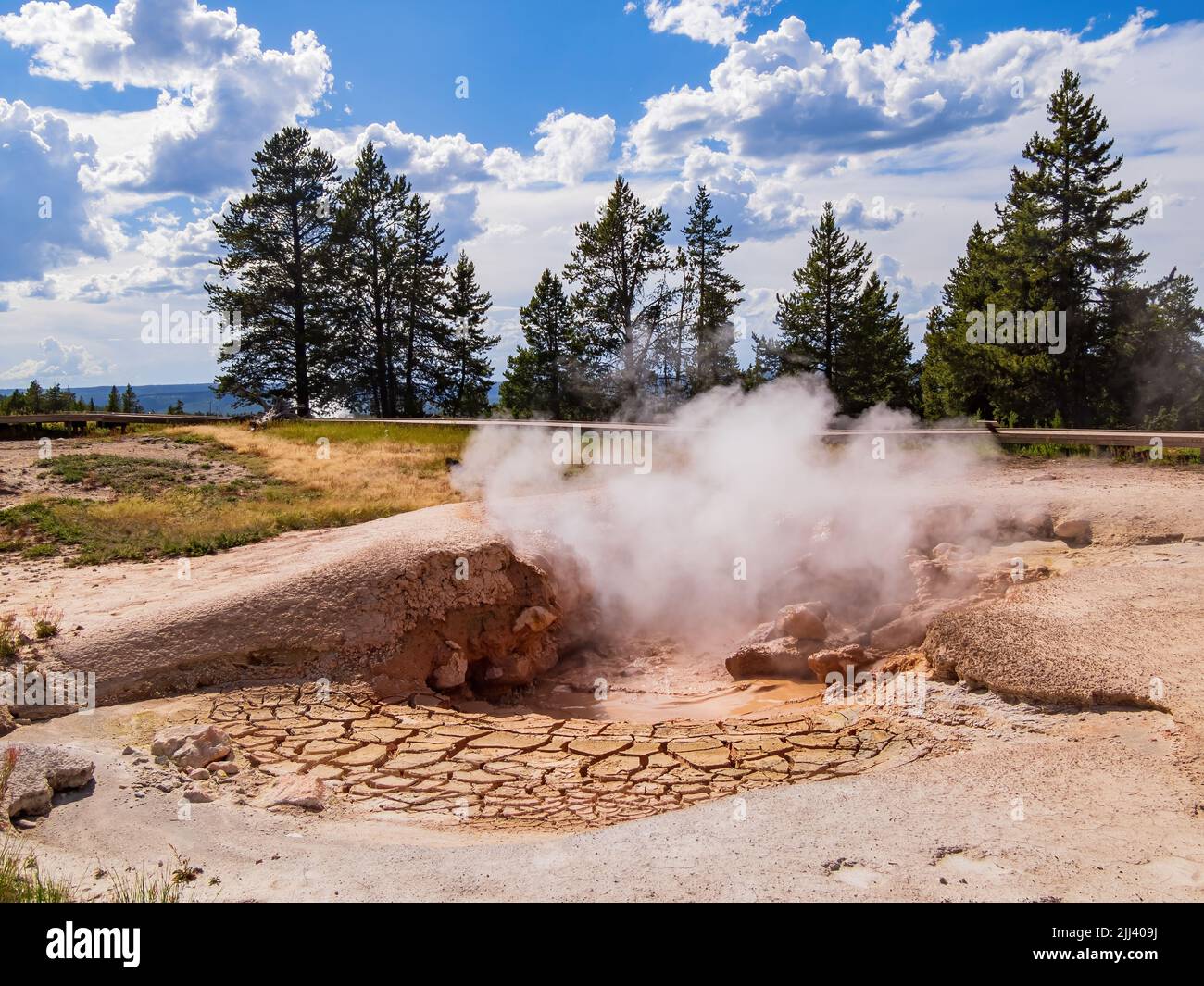 Sunny view of the landscape of Red Spouter of Fountain Paint Pots at ...