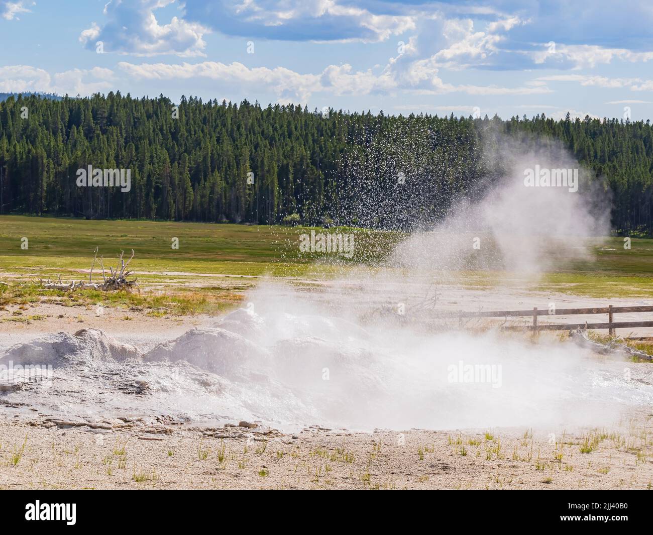 Sunny view of the landscape of Fountain Geyser of Fountain Paint Pots ...