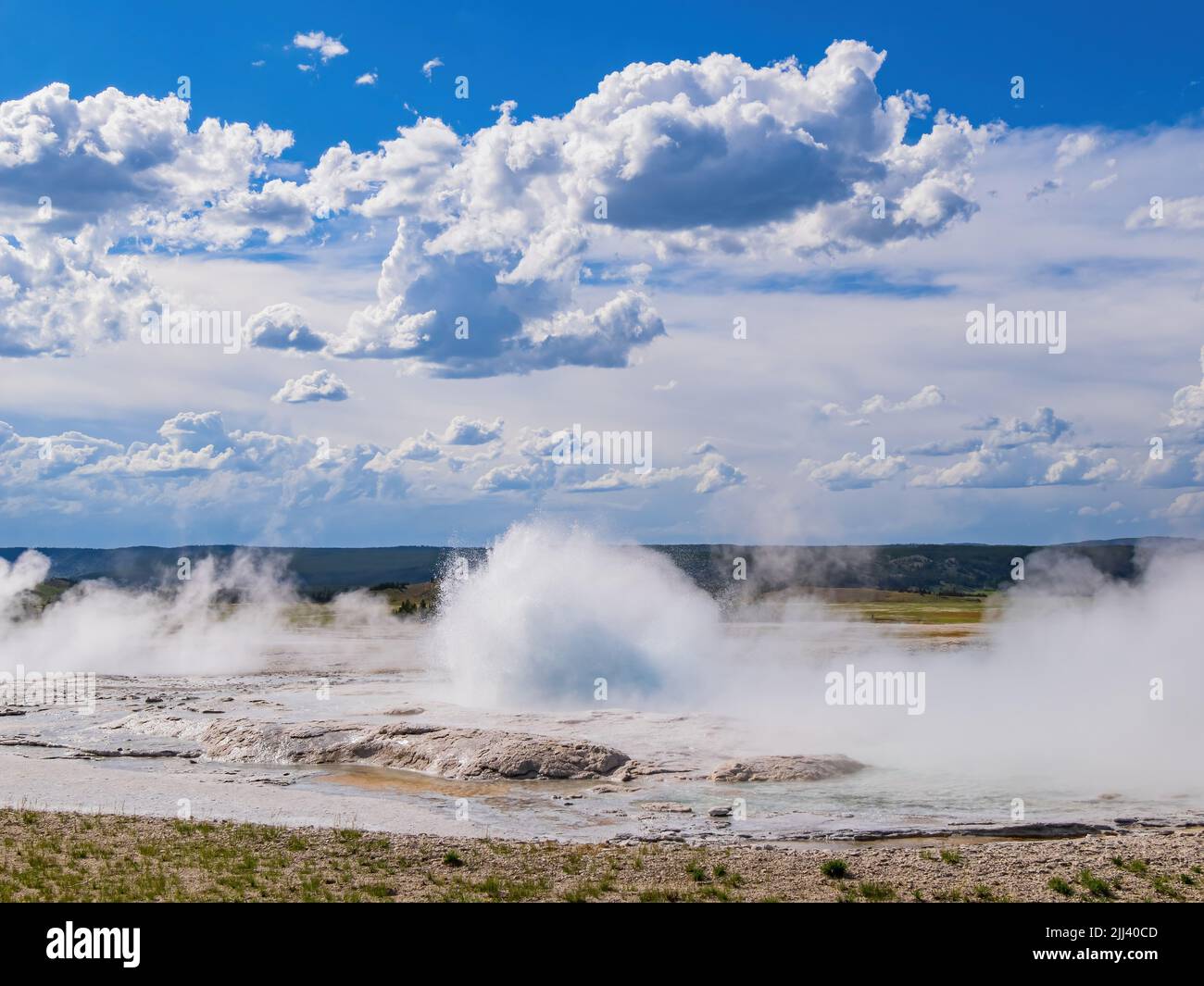 Sunny view of the landscape of Fountain Geyser of Fountain Paint Pots ...