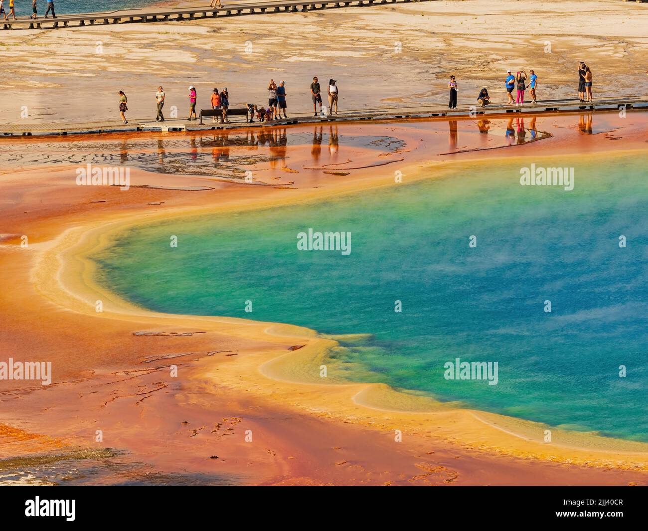 High angle view of the famous Grand Prismatic Spring at Wyoming Stock ...