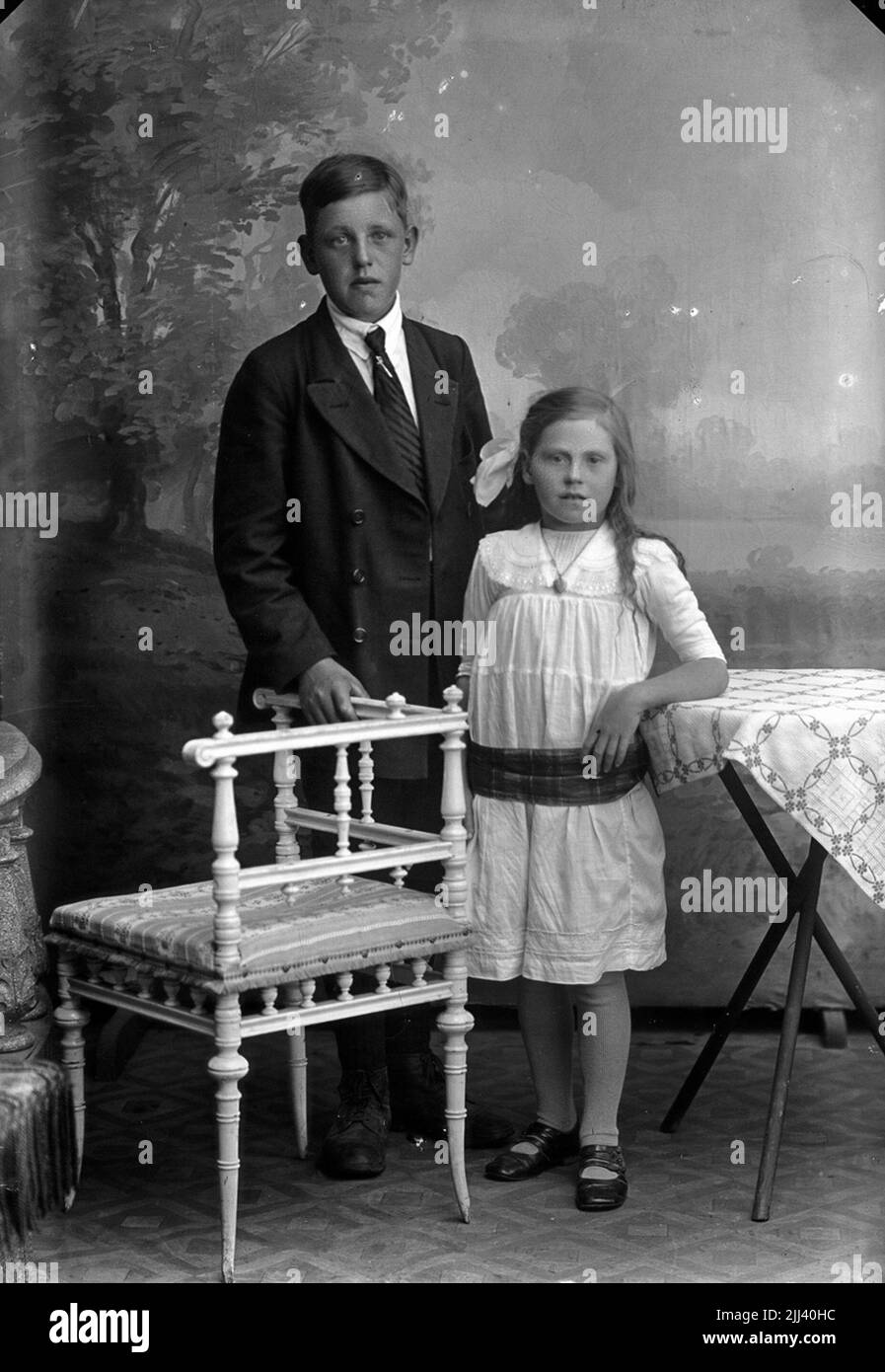 A boy and a little girl. Mrs. Mimmi Lundberg, Tångsäter's parsonage ...