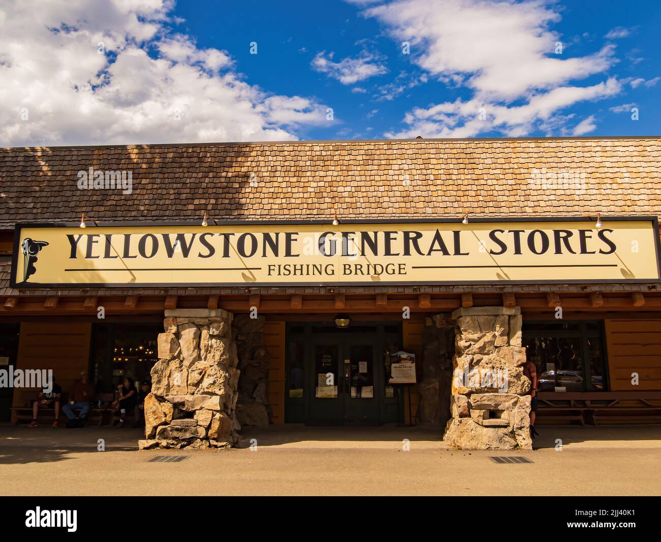 Wyoming, JUL 4 2022 - Sunny exterior view of the Yellowstone General ...
