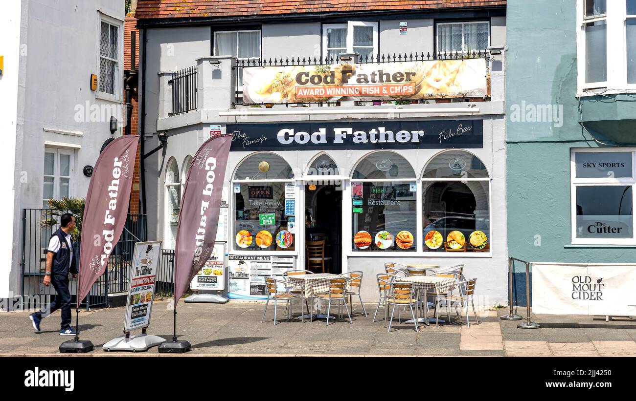 The Cod Father fish bar on Hastings front Stock Photo - Alamy